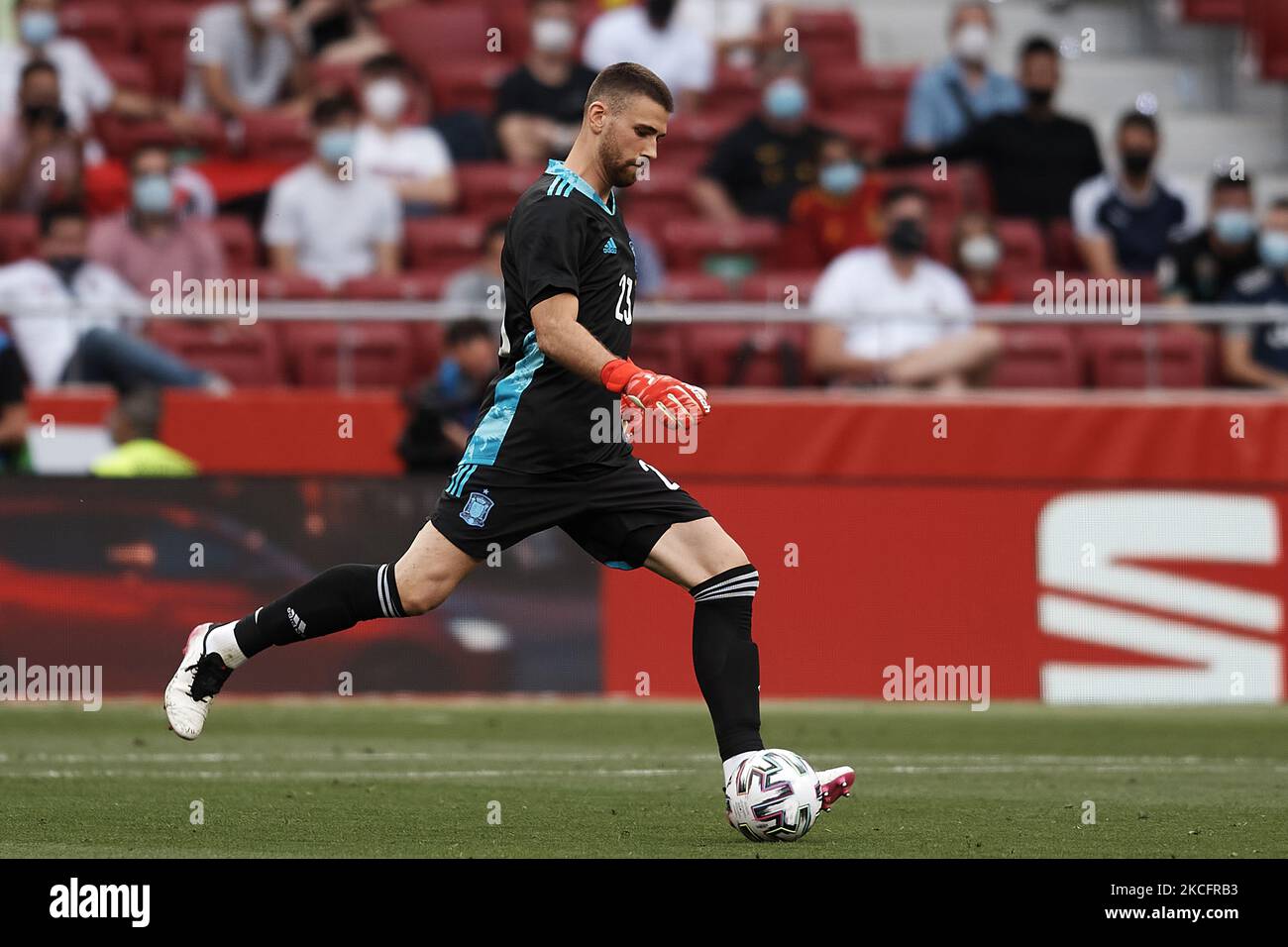 Unai Simon (Athletic Bilbao) of Spain does passed during the ...