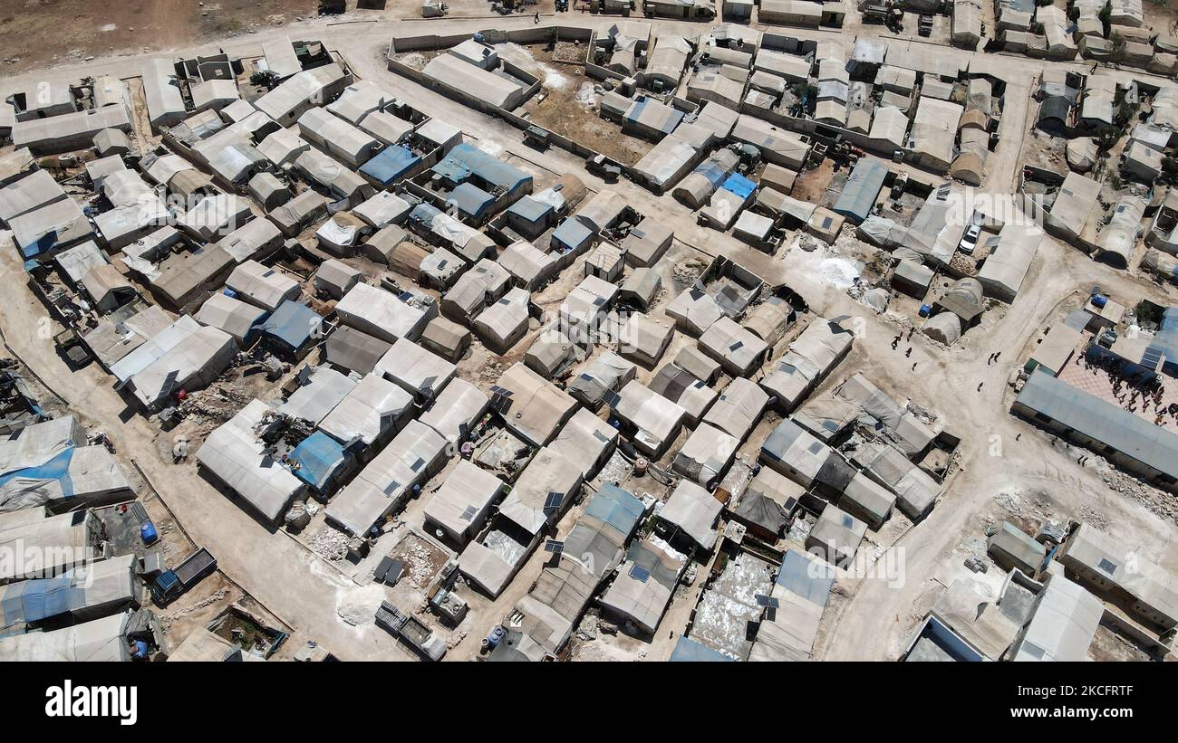 Aerial photos of IDP camps on the Syrian-Turkish border near the town ...