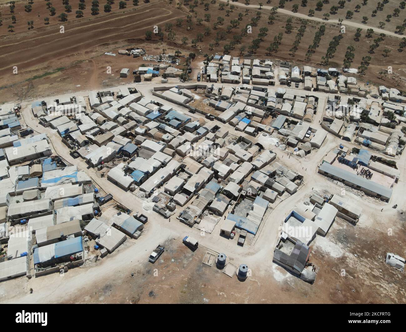 Aerial photos of IDP camps on the Syrian-Turkish border near the town ...