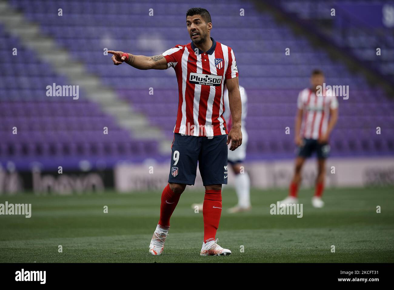 Luis Suarez of Atletico Madrid gestures during the La Liga Santander ...