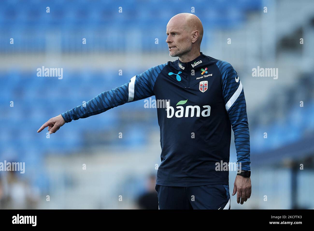Stale Solbakken head coach of Norway reacts during the international ...