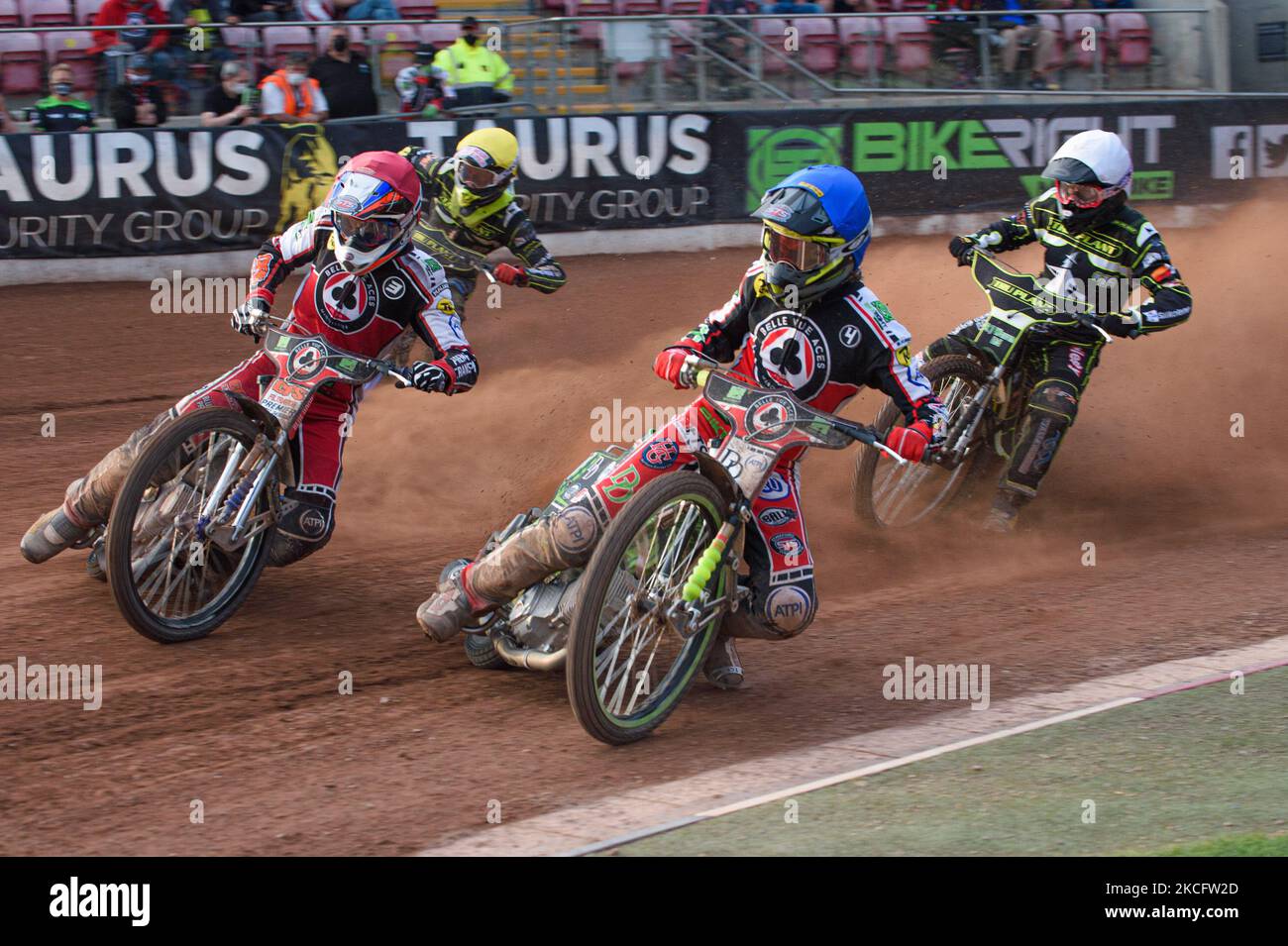 Charles Wright (Blue) and Steve Worrall (Red) lead Danny King (White ...