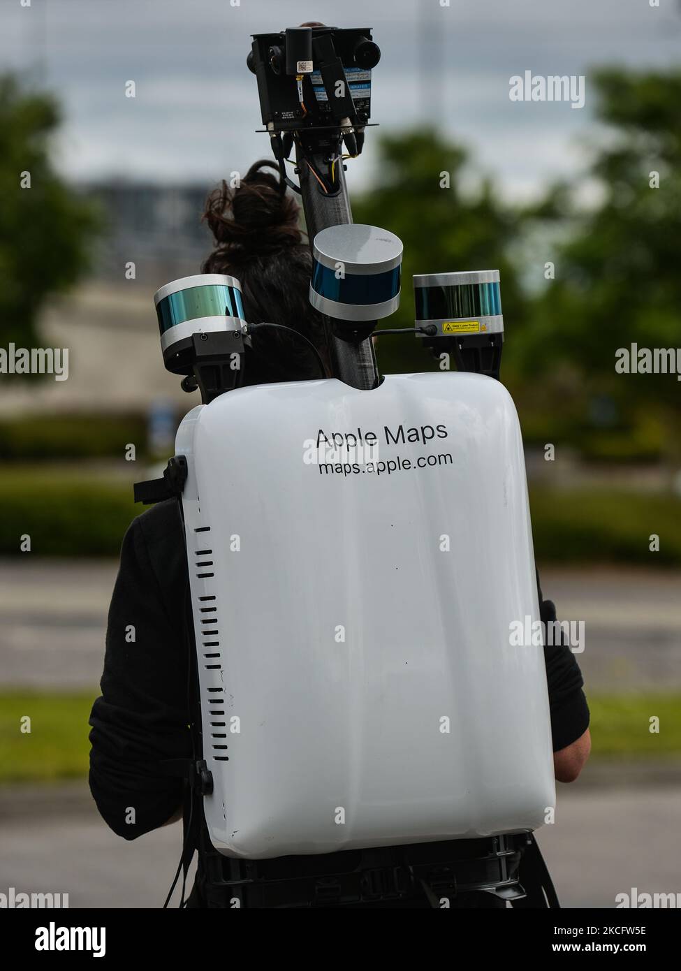 An Apple Mapper with the Apple Maps backpack seen near the Red Cow Luas ...