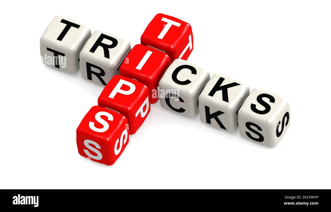 Block puzzle with tips and tricks word isolated,3d rendering Stock ...