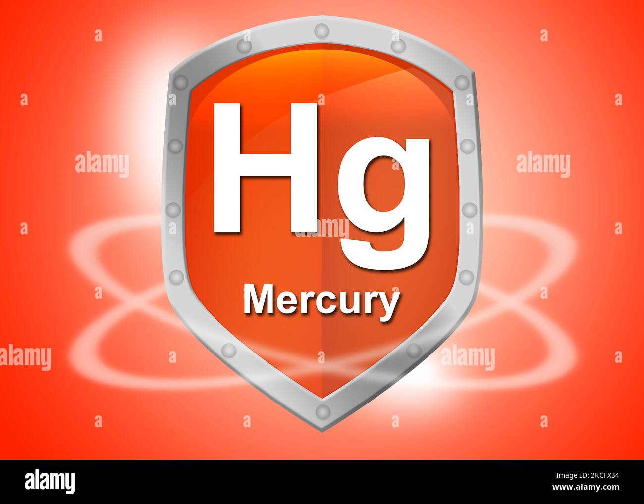 Chemical element Mercury on a shield, 3d rendering Stock Photo - Alamy