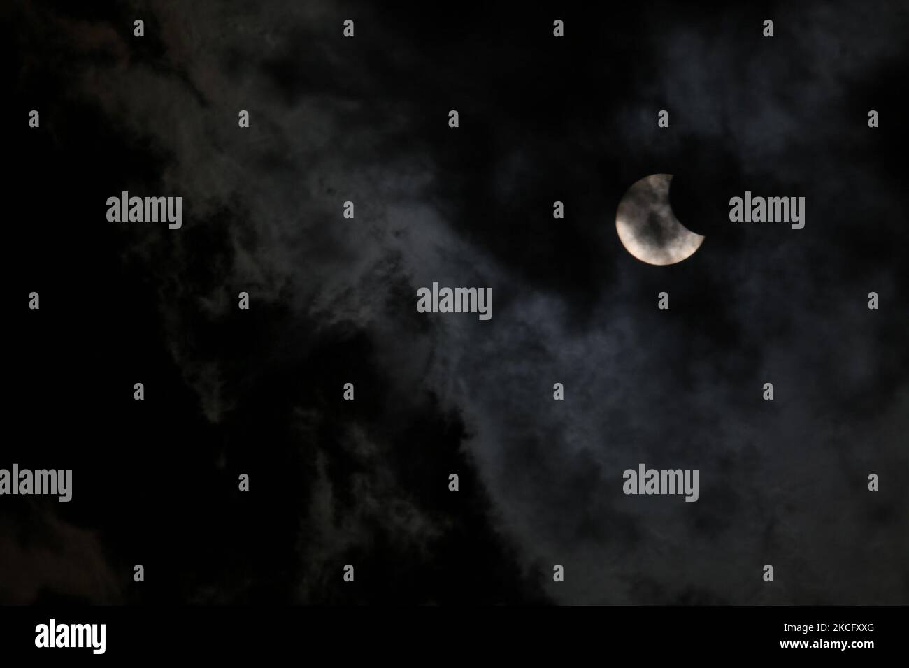 Partial solar eclipse in the city of St. Petersburg, Russia on June 10 ...