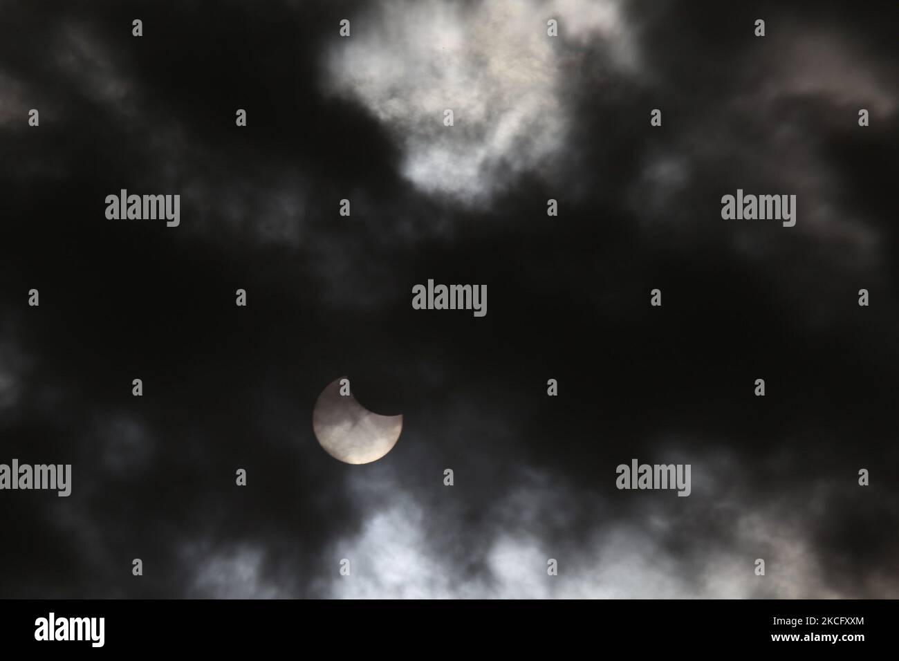 Partial solar eclipse in the city of St. Petersburg, Russia on June 10 ...