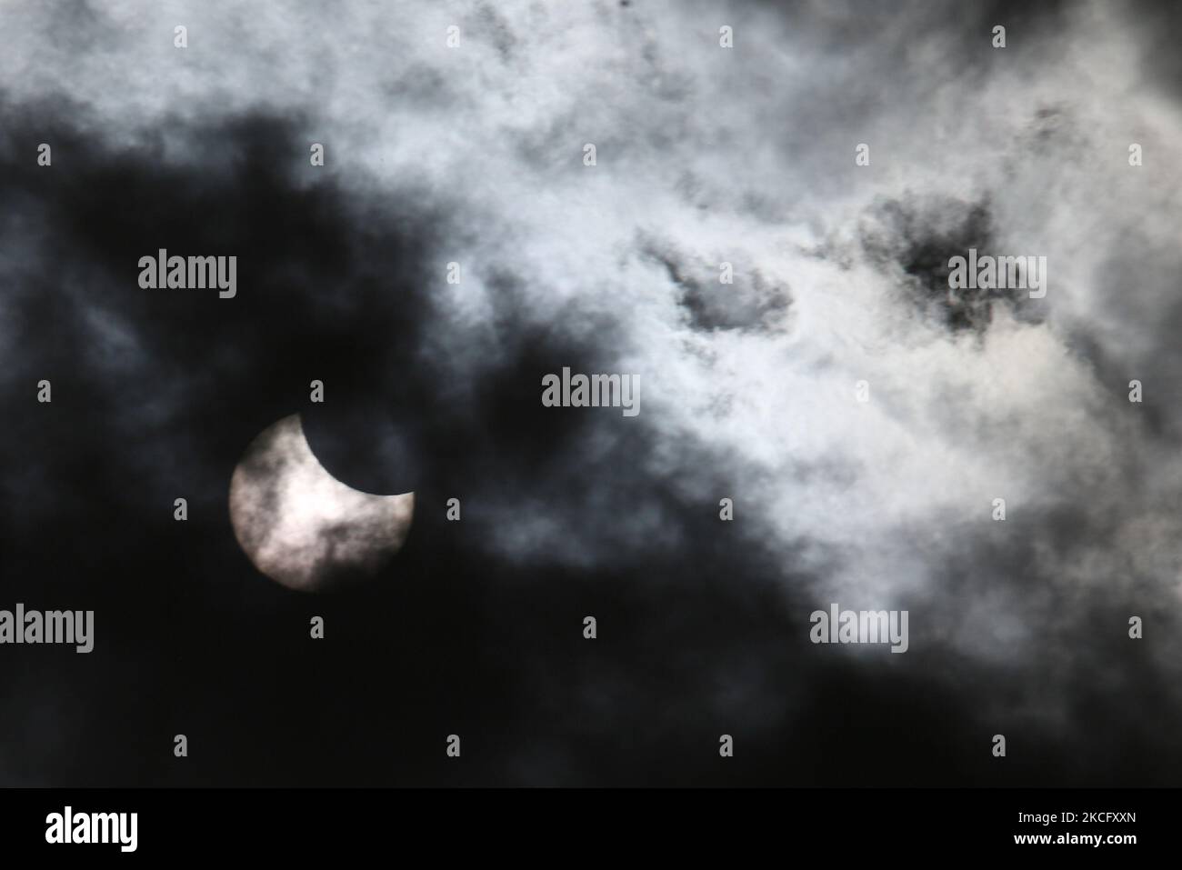 Partial solar eclipse in the city of St. Petersburg, Russia on June 10 ...