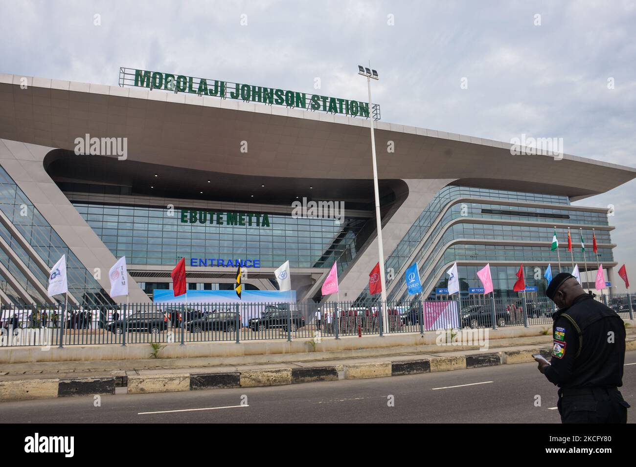 A police man stand outside the front view of the newly commissioned ...
