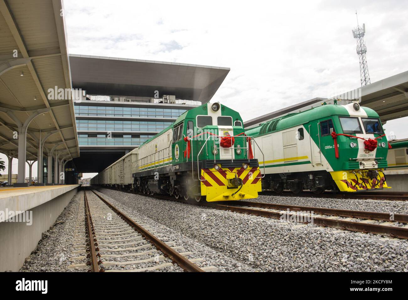 A newly commissioned Nigerian railway is seen Mobolaji Johnson Railway ...