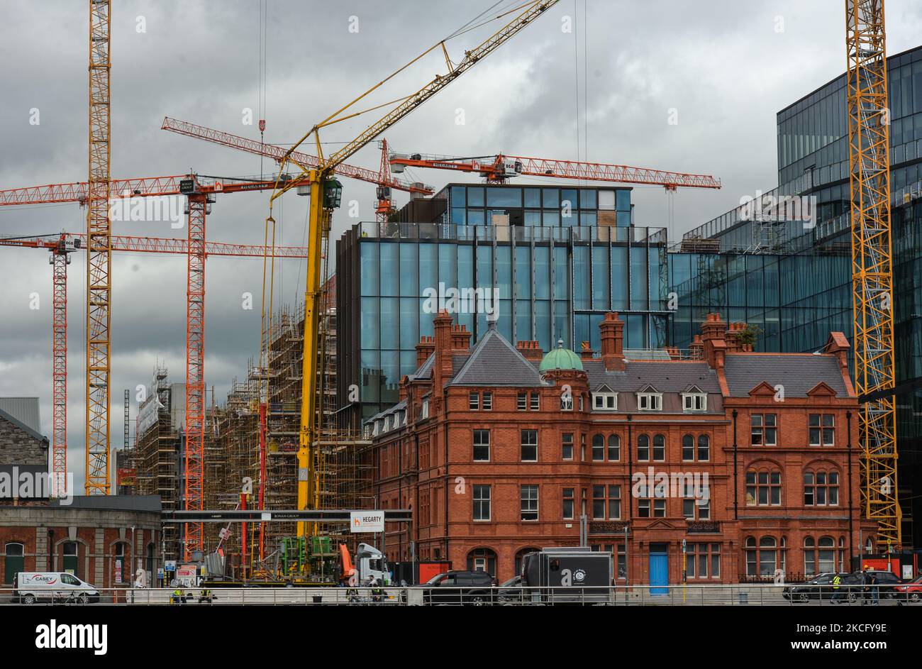 A view of a construction site of the Salesforce Tower Dublin, next to ...