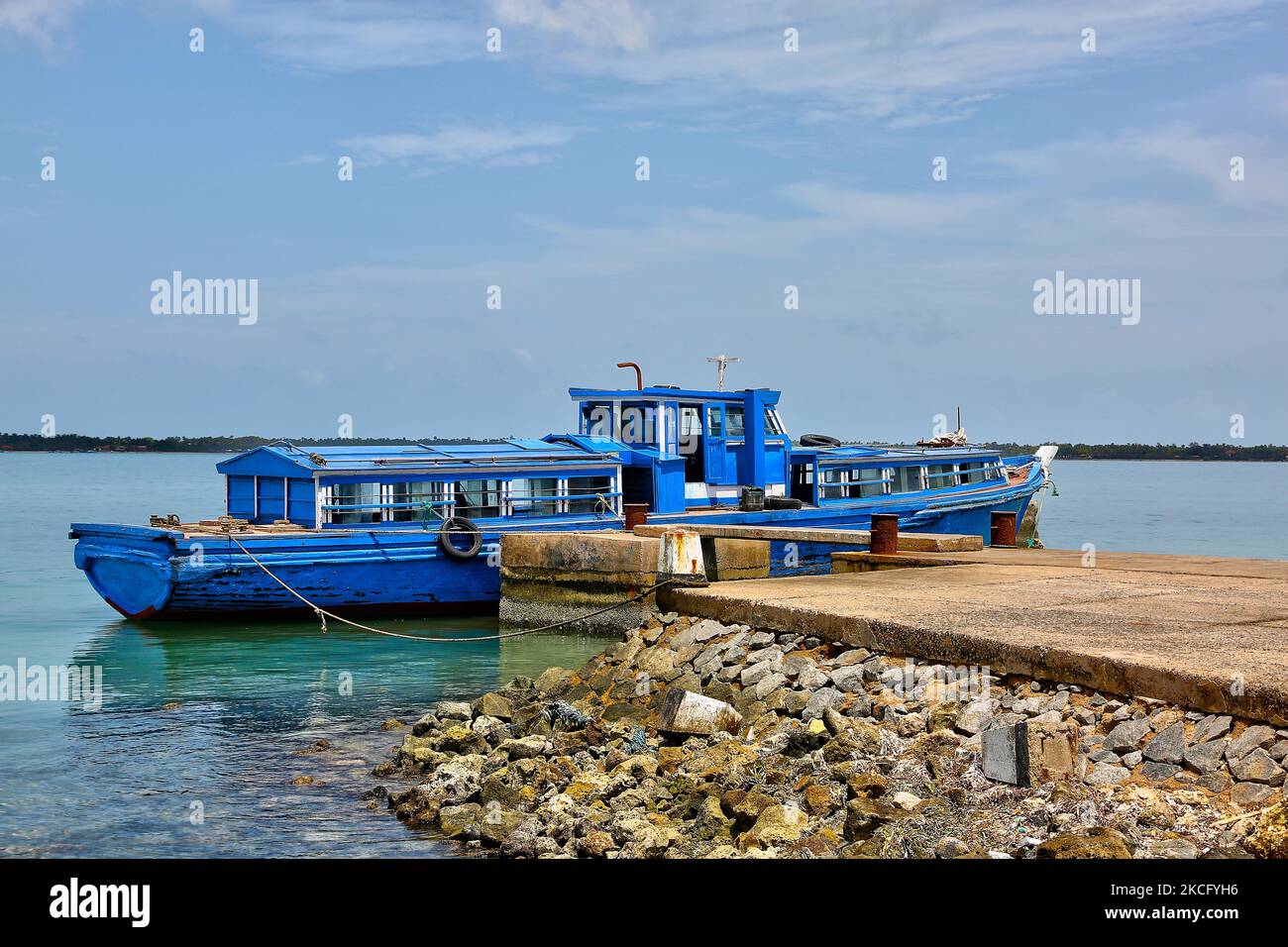 Ferry boat at Kurikadduwan harbour in the Jaffna region of Sri Lanka. (Photo by Creative Touch ...