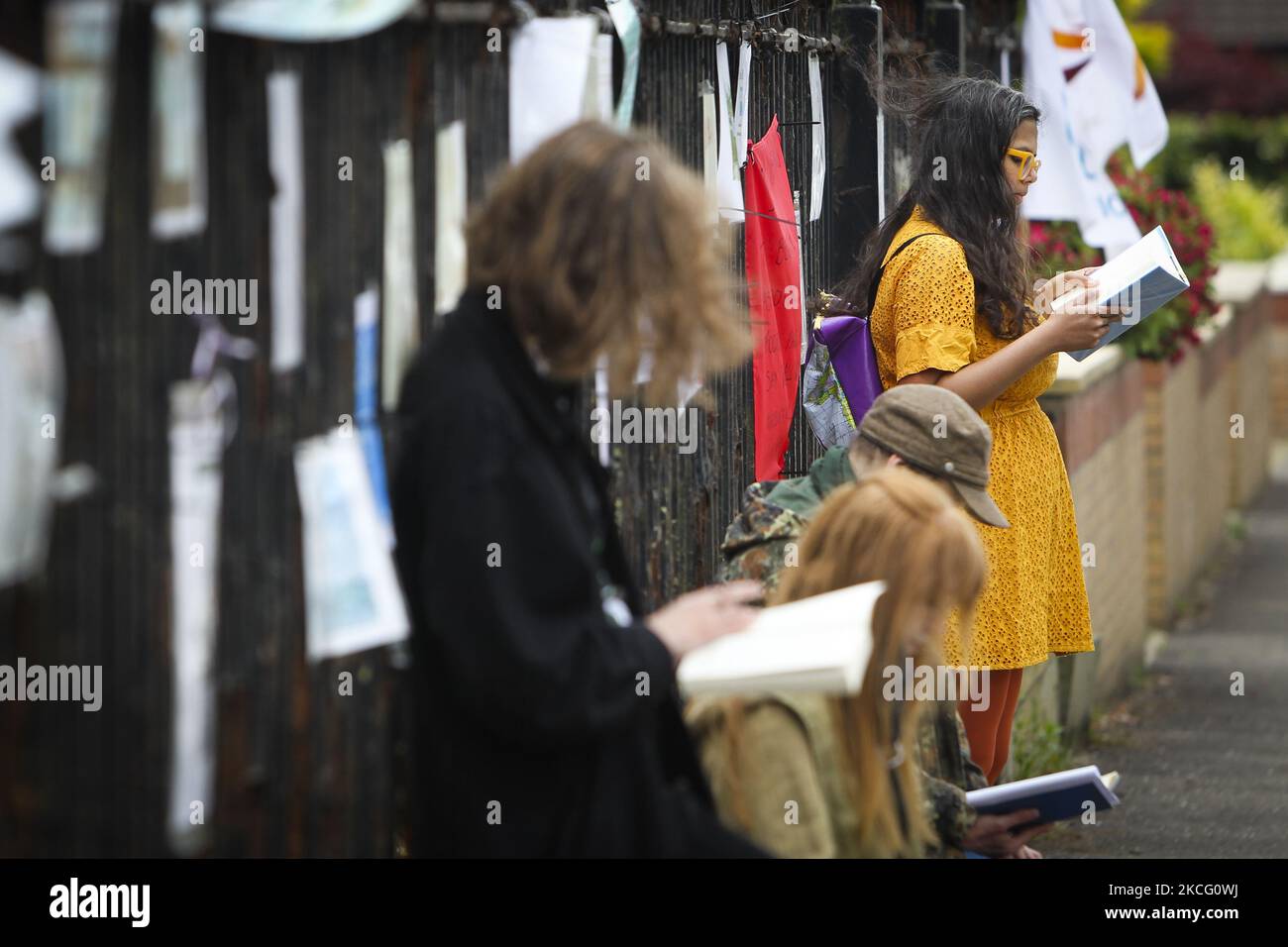 Protestors take part in a library read-in outside Whiteinch Library on ...
