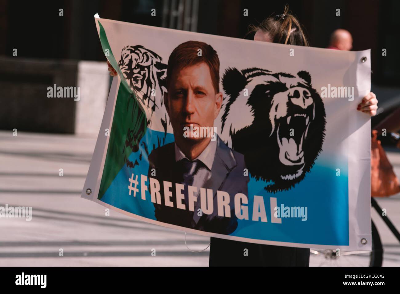 Free Sergei Furgal sign is seen during the anti-kremlin rally in ...