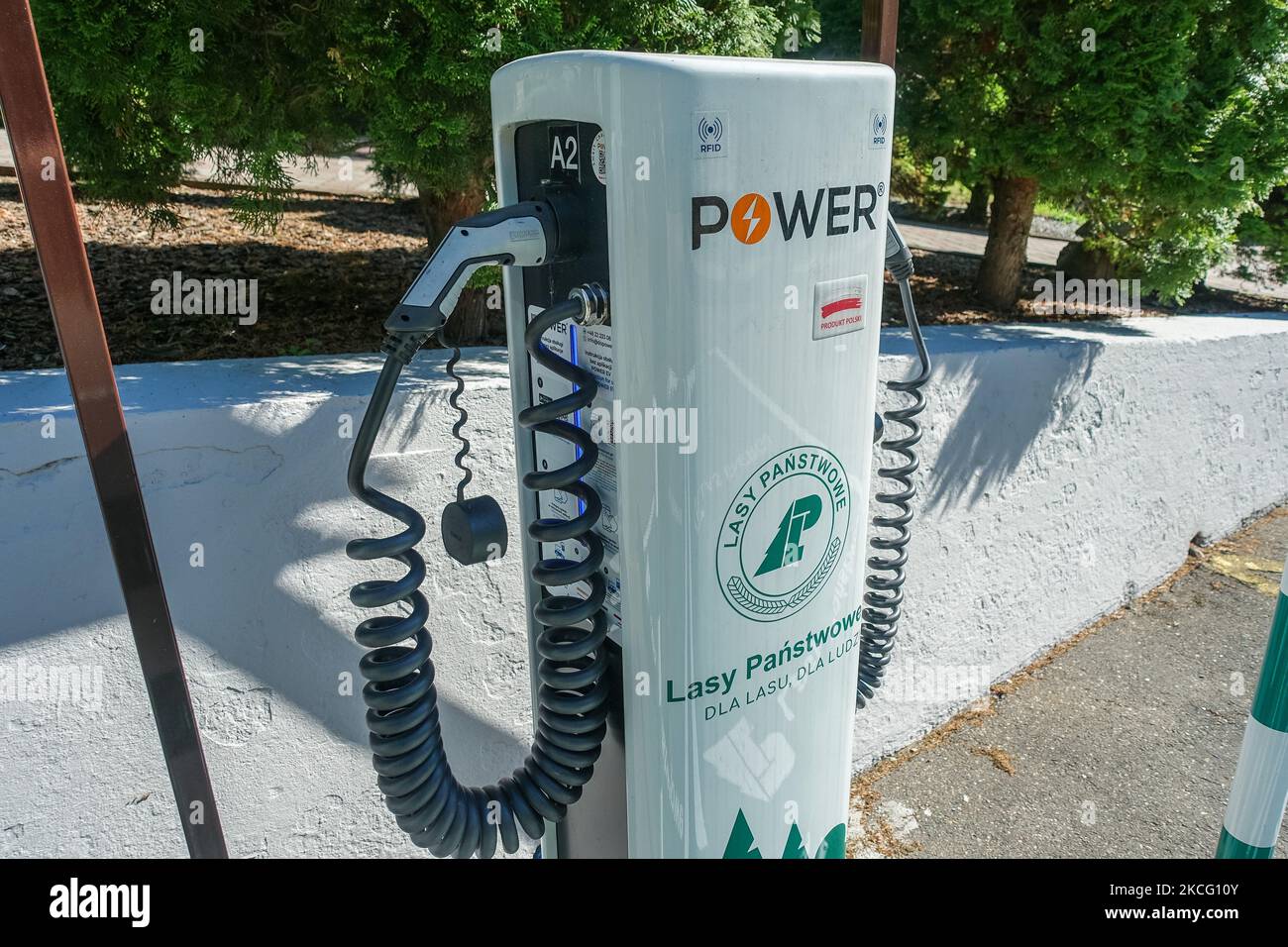 EV (electric vehicle) charging station is seen in Gierloz , Poland on 3 June 2021 Polish State ...