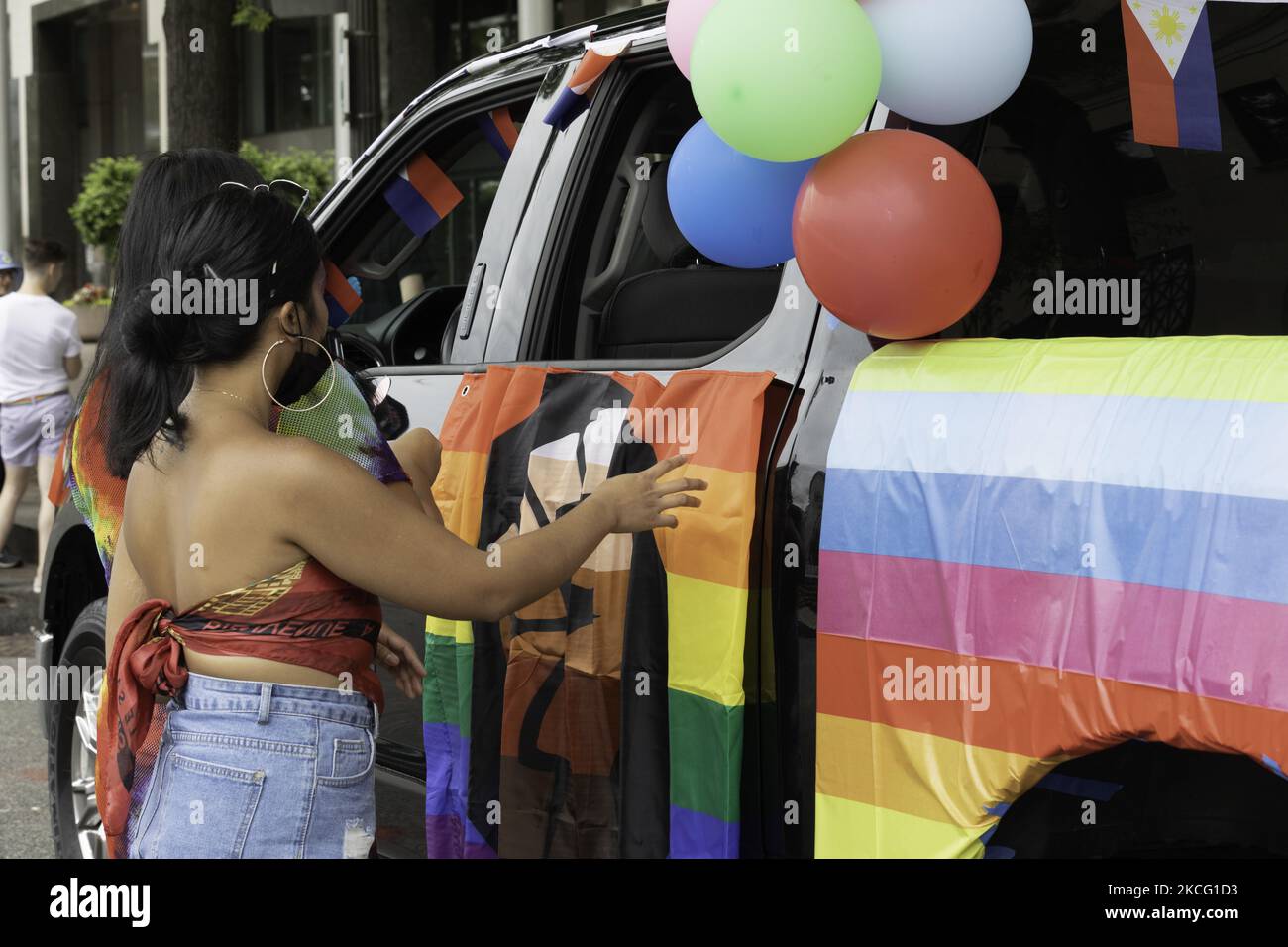 LGBTQ+ pride march & mobile parade event in Washington, D.C., USA on ...