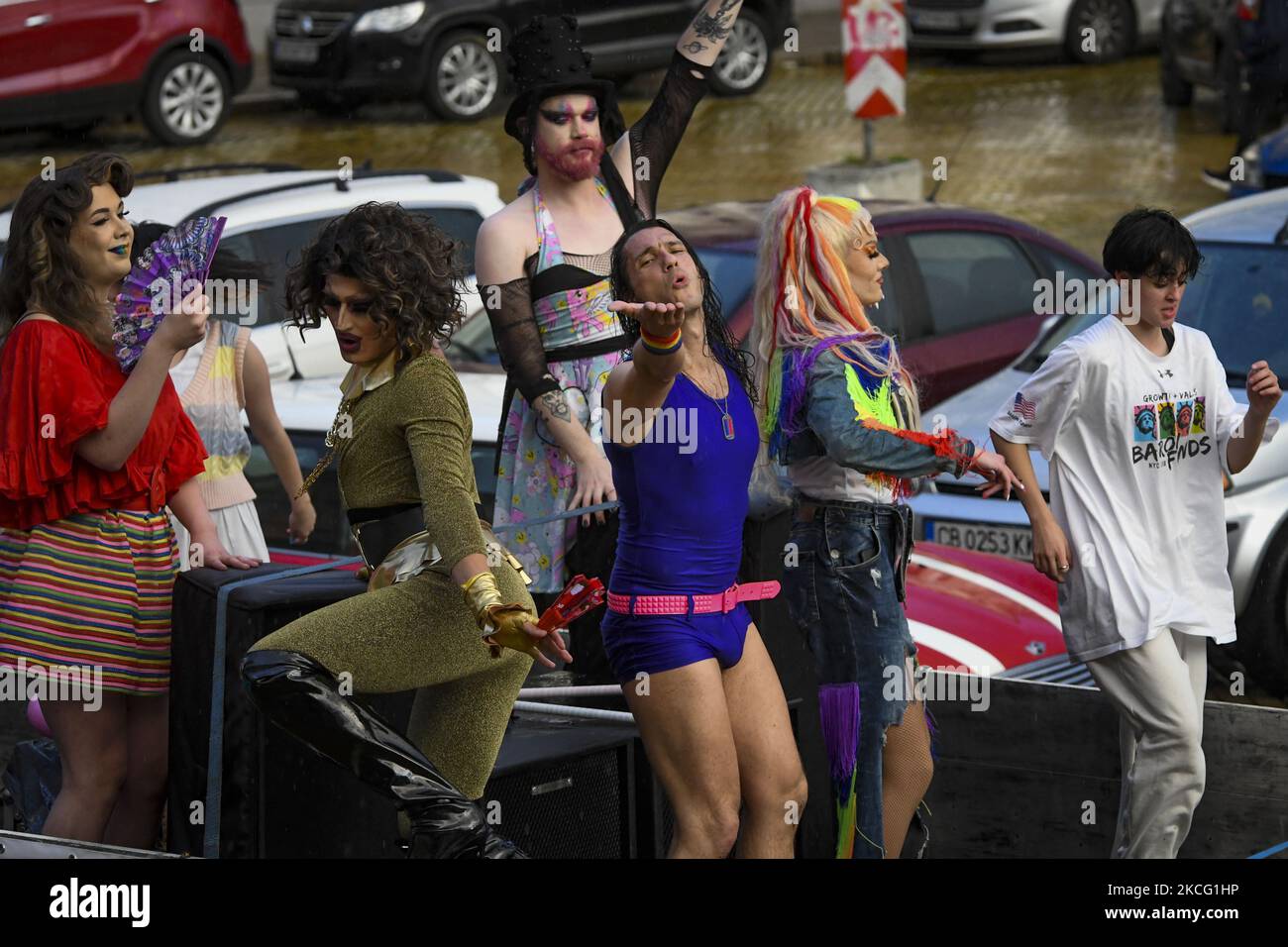 People dancing during annual Sofia LGBT Pride parade in Sofia, Bulgaria ...