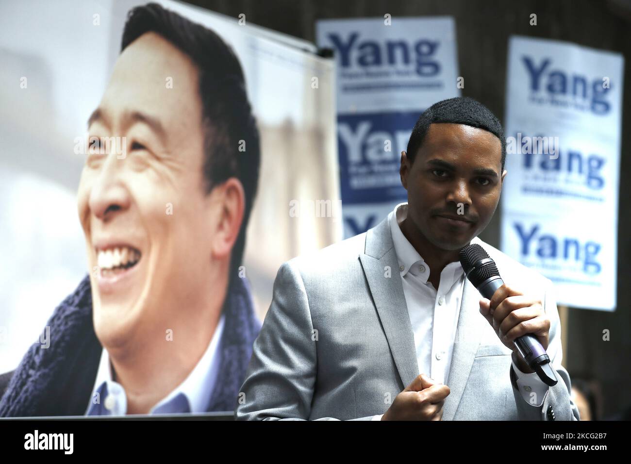 Politician Ritchie Torres speaks as supporters of mayoral candidate ...