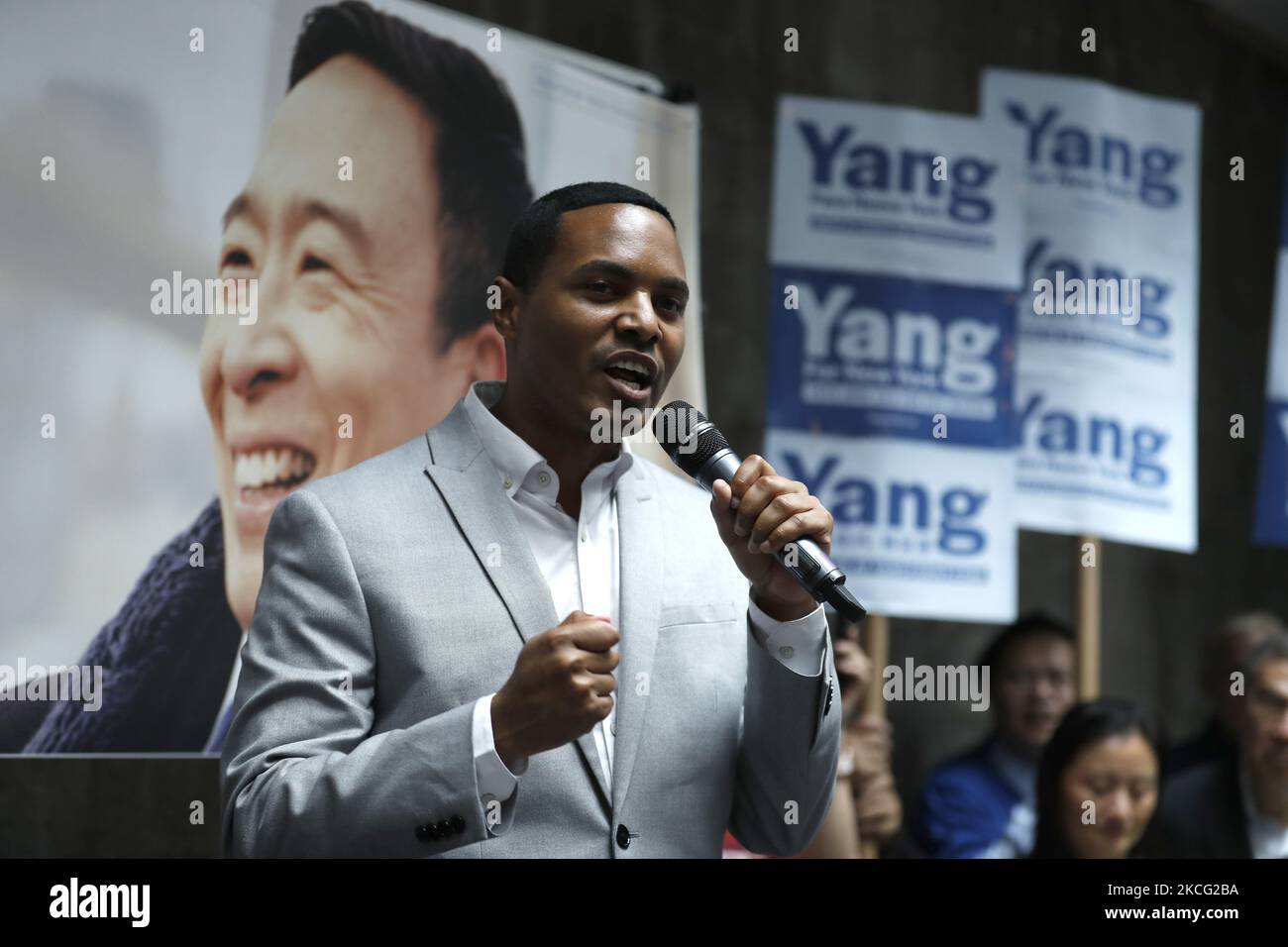 Politician Ritchie Torres speaks as supporters of mayoral candidate ...