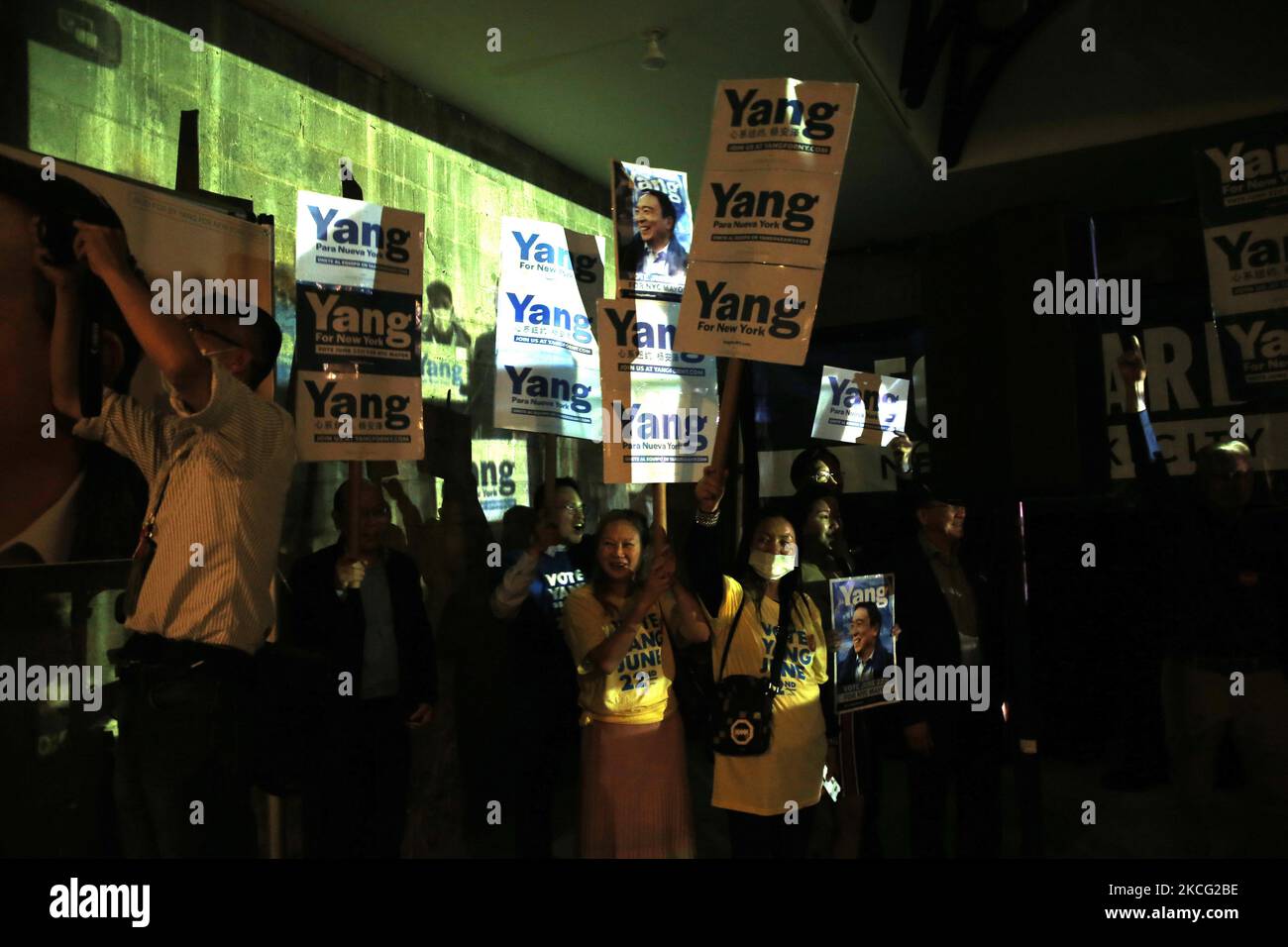 Supporters of mayoral candidate Andrew Yang rally in West Village as ...