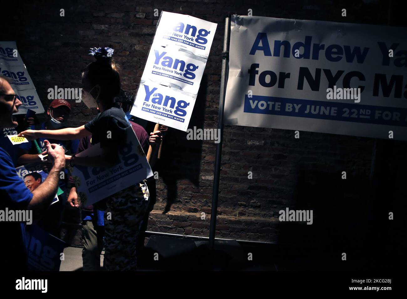Supporters of mayoral candidate Andrew Yang rally in West Village as ...
