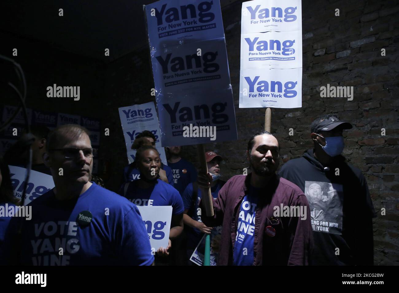 Supporters of mayoral candidate Andrew Yang rally in West Village as ...