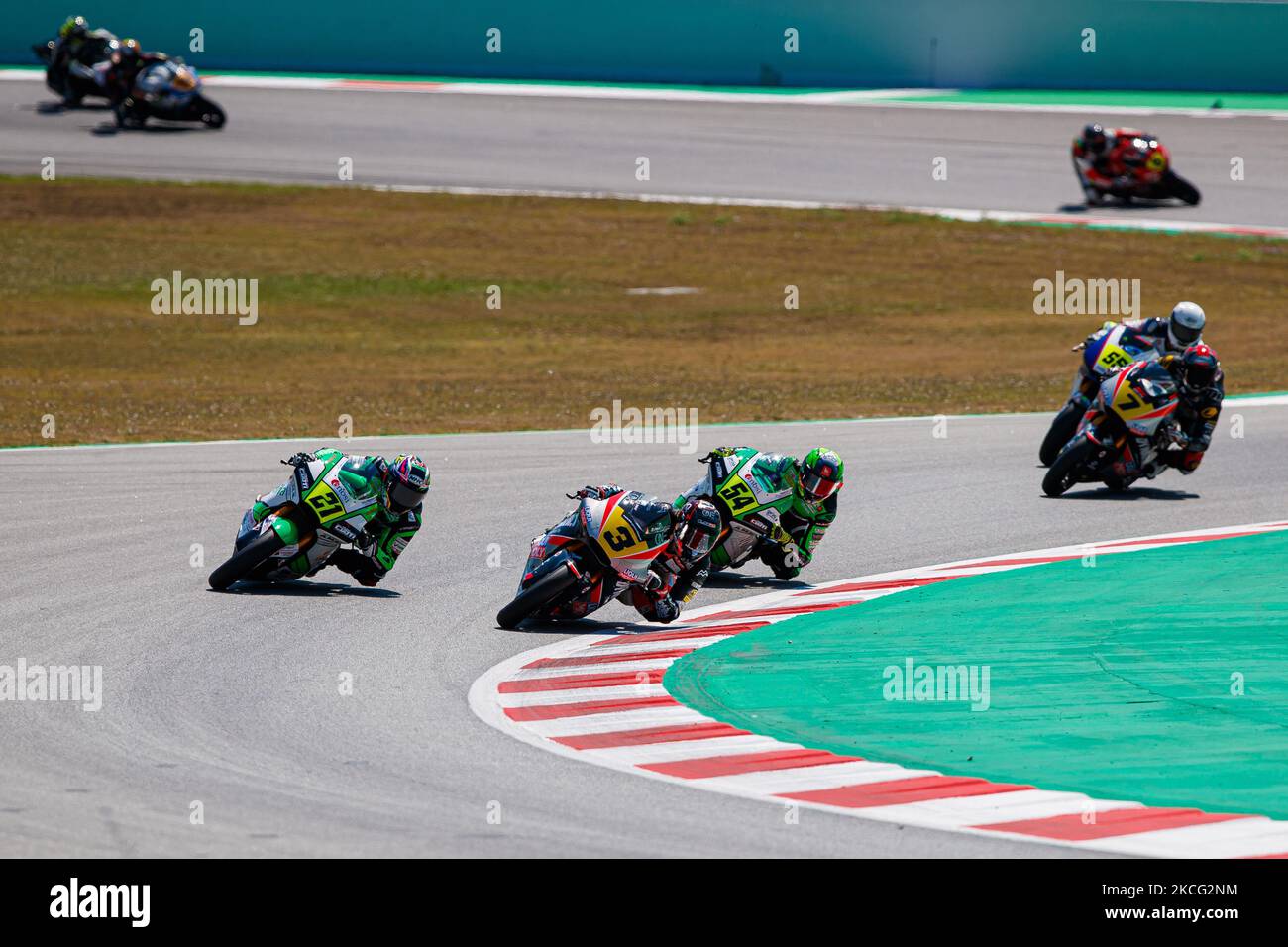 Riders during the Moto 2 race of FIM CEV Repsol Barcelona in Circuit ...