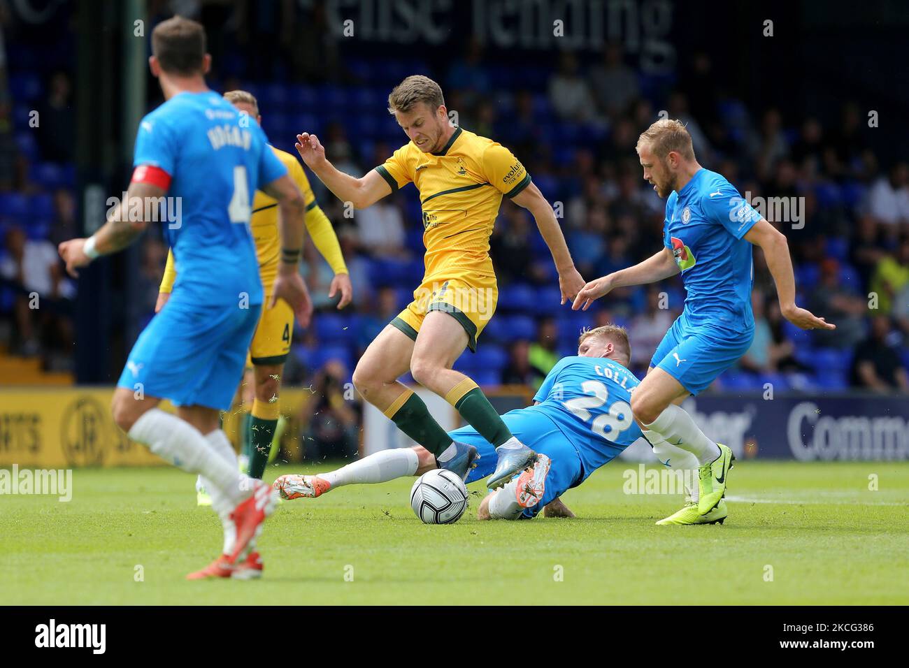 Rhys Oates of Hartlepool United in action with Will Collar and Ryan ...