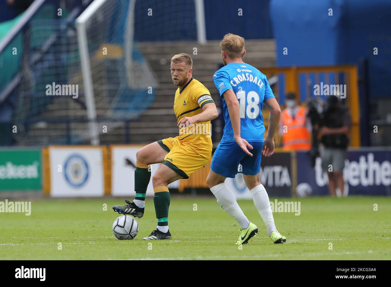 Nicky Featherstone of Hartlepool United in action with Ryan Croasdale ...
