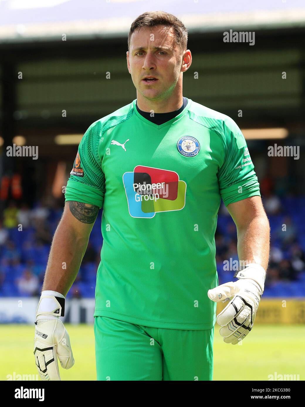 Ben Hinchliffe of Stockport County during the Vanarama National League ...