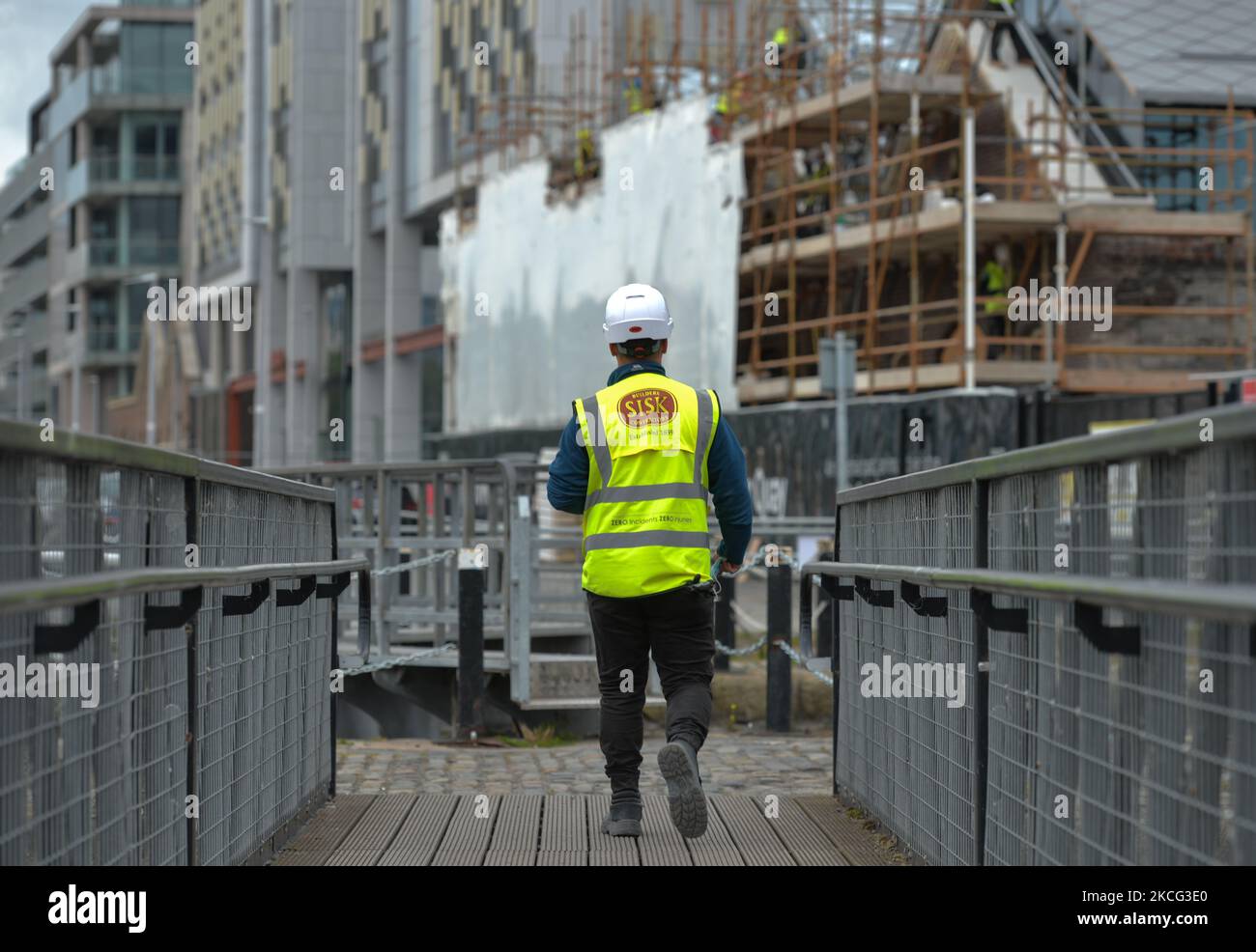 A construction worker seen in Dublin's Grand Canal Docs. On Monday, 14 ...