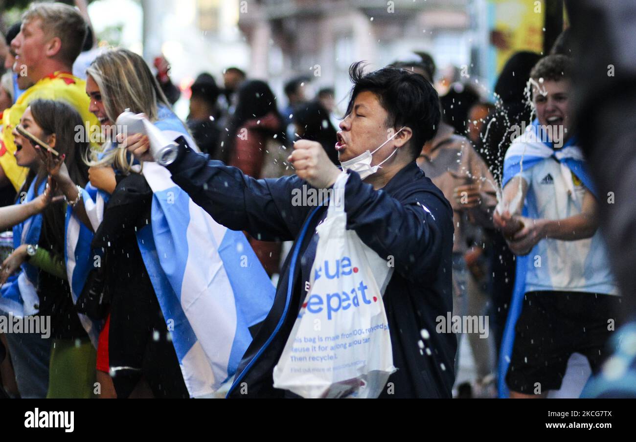 Scotland fans are seen celebrating in the city center after the Euro ...
