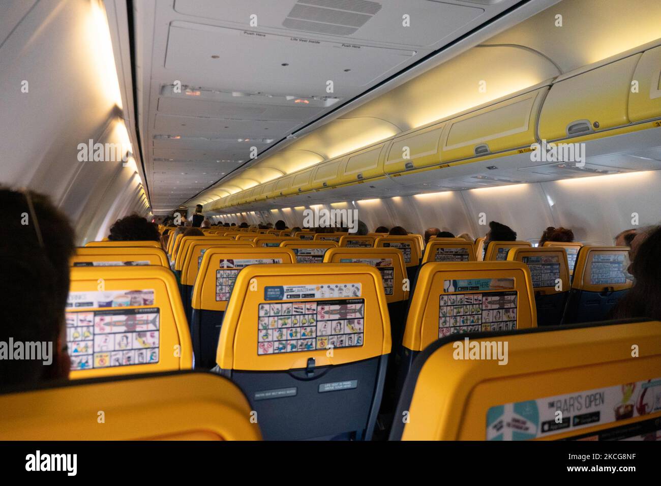 Flight Attentands wearing facemasks during the flight. Flying during ...