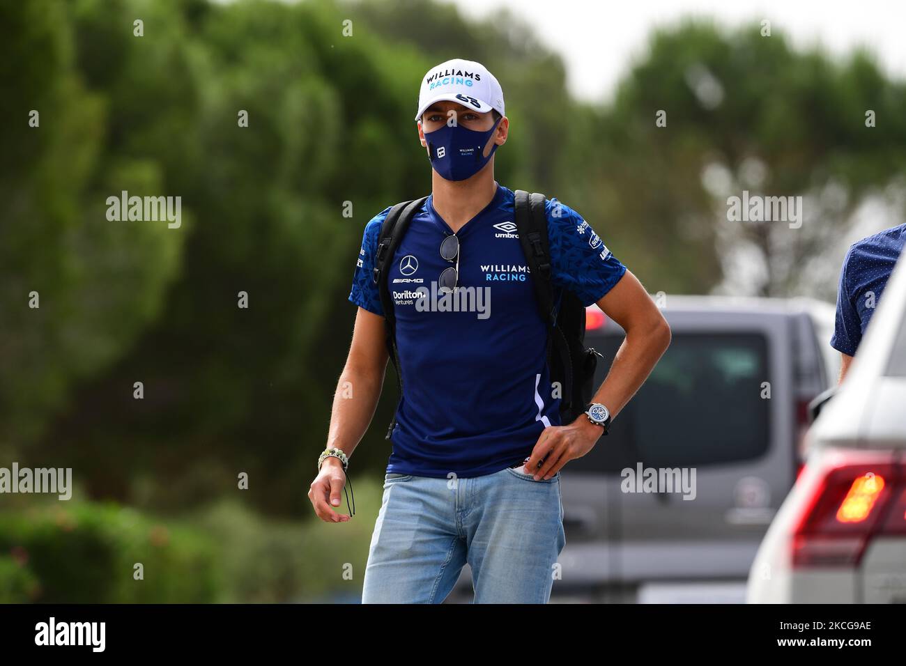 George Russel of Williams Racing arrive before race of French GP in ...