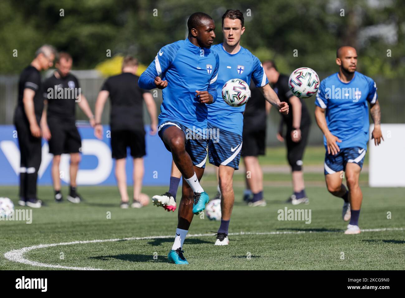 (L to R) Glen Kamara, Thomas Lam and Nikolai Alho of Finland in action ...
