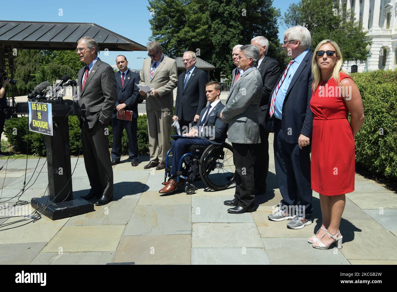US Representative Brian Babin(R-TX) speaks during a press conference ...