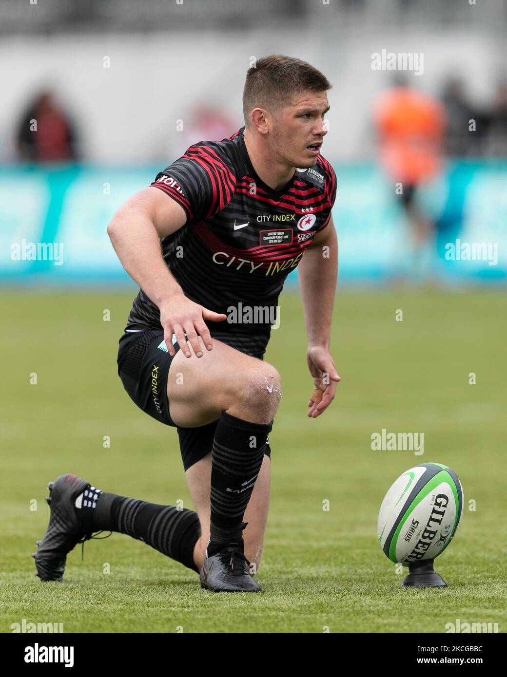 : Owen Farrell of Saracens during the Greene King IPA Championship ...