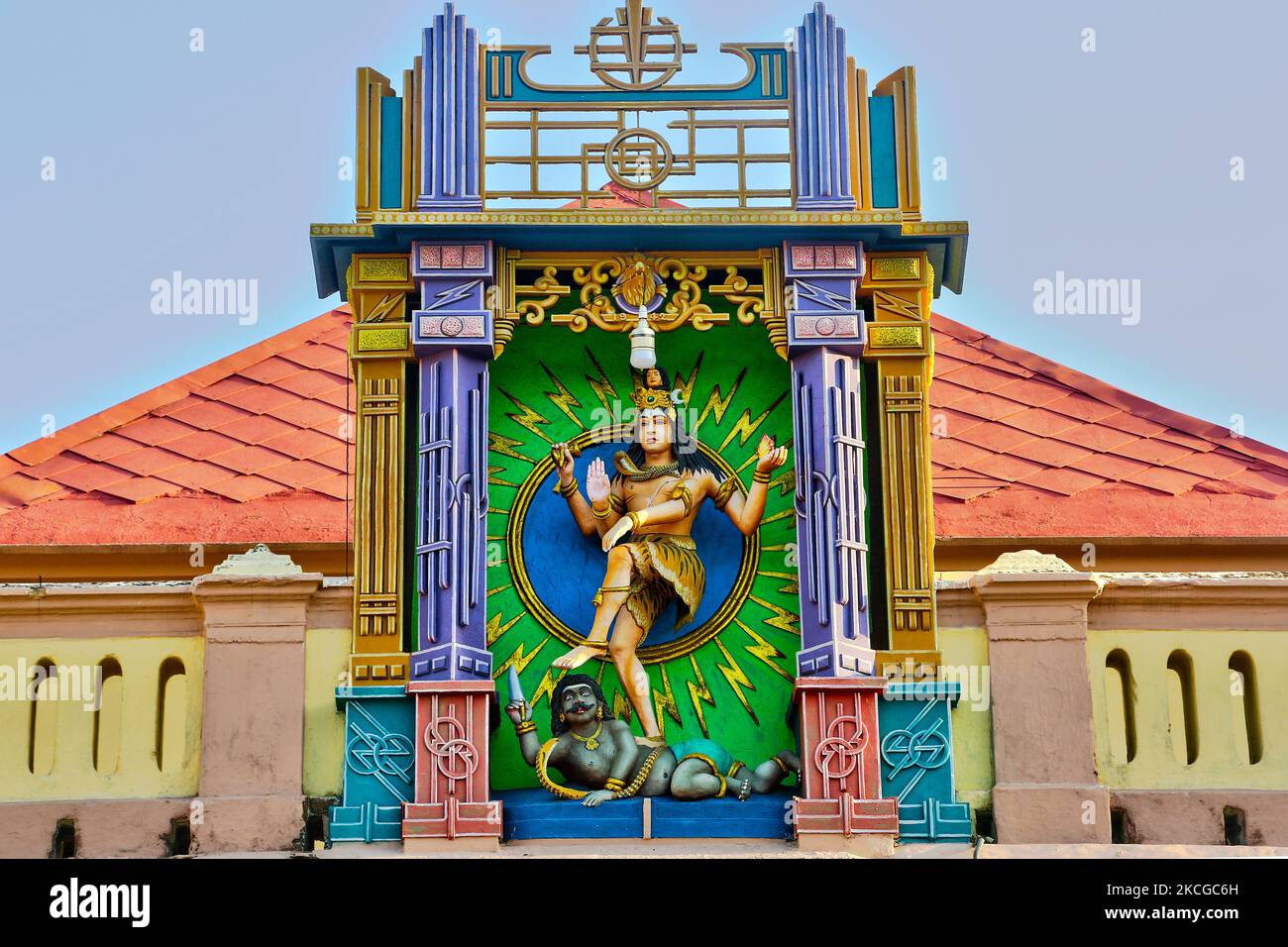 Small building adorned with the figure of Lord Shiva at the Arulmigu ...