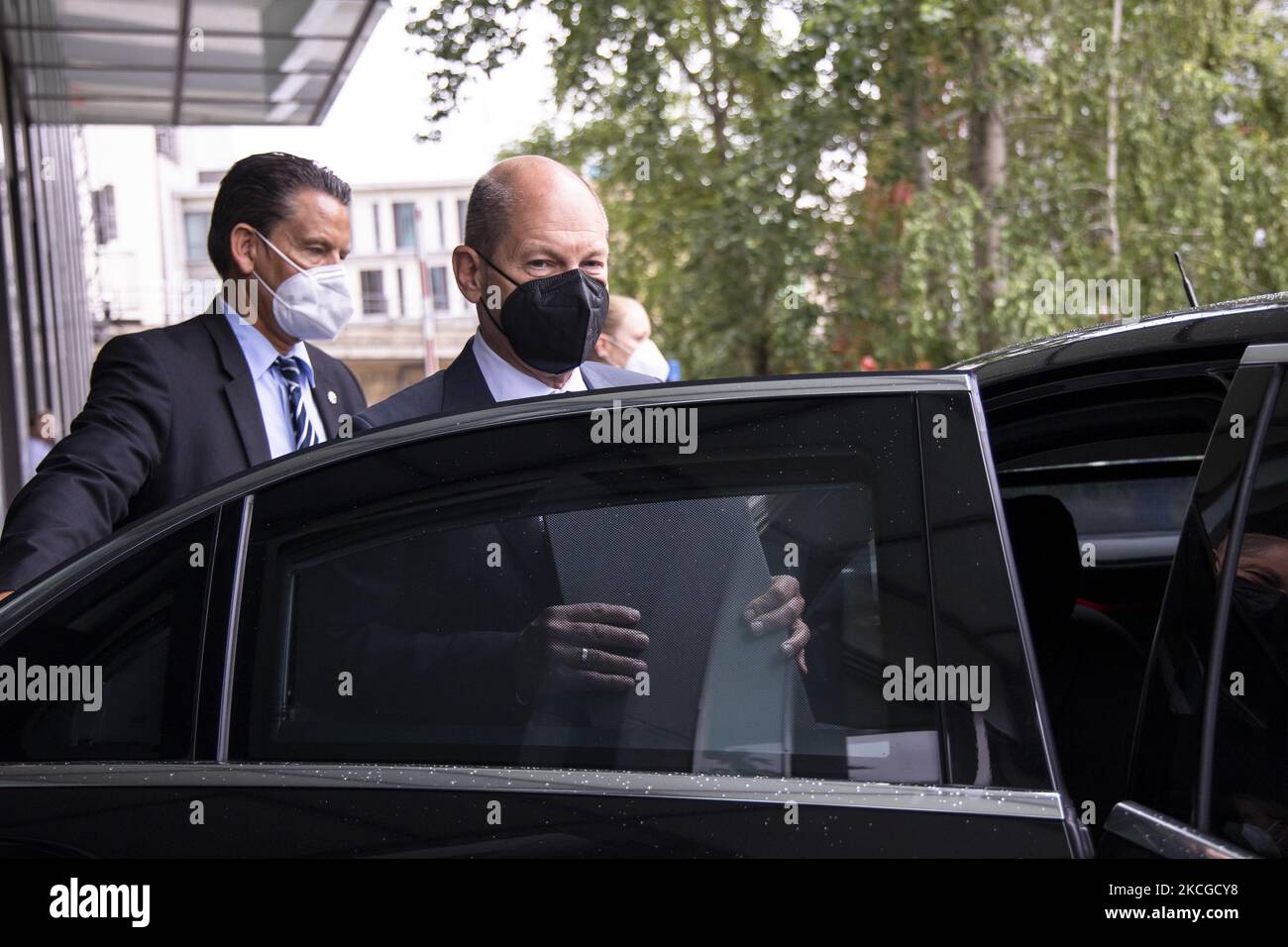 German Finance Minister and SPD Chancellor Candidate Olaf Scholz leaves ...