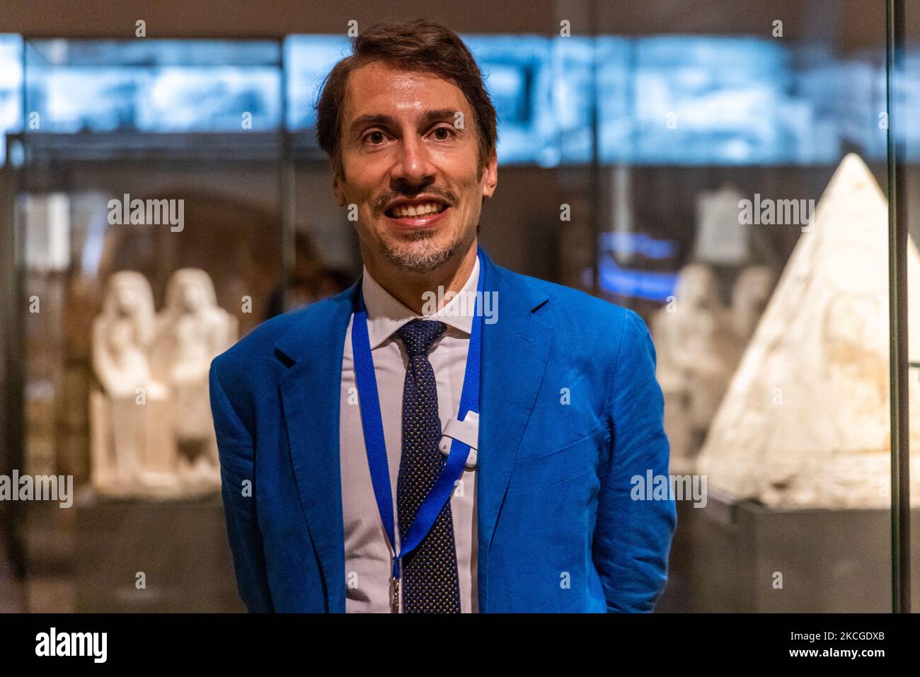The Italian Egyptologist Christian Greco, current director of the Egyptian Museum of Turin pose ...