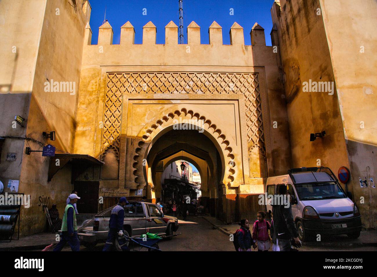 Gate of the medina (old city) of Fez in Morocco, Africa. The ancient ...