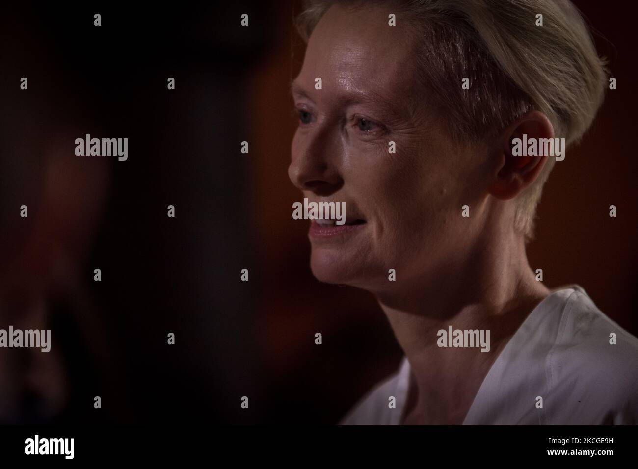 Model and actress Tilda Swinton attends ''Embodying Pasolini'' Press ...