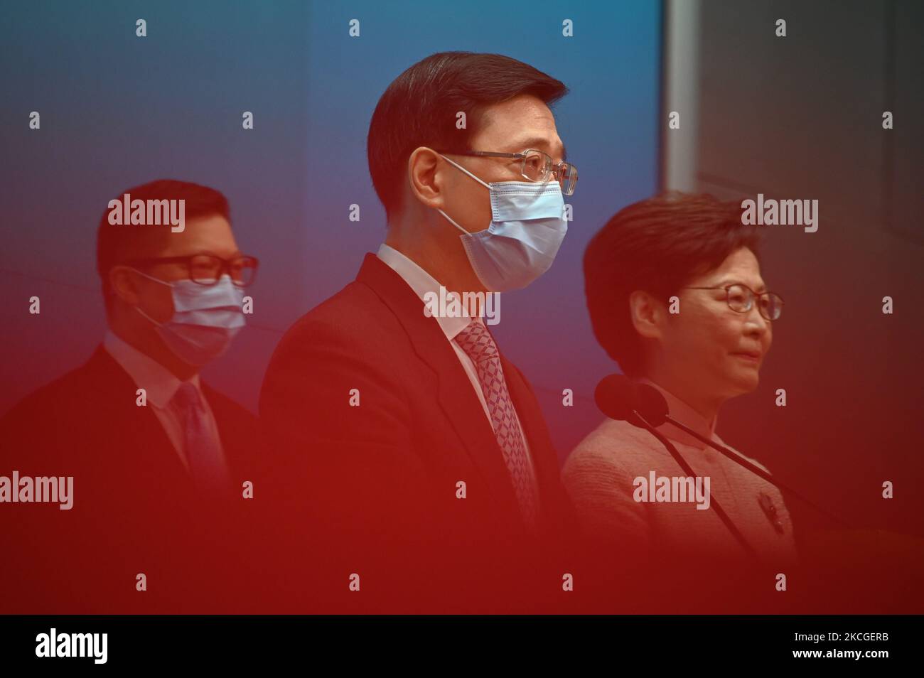 From left to right newly appointed Secretary for Security, Mr Tang Ping ...