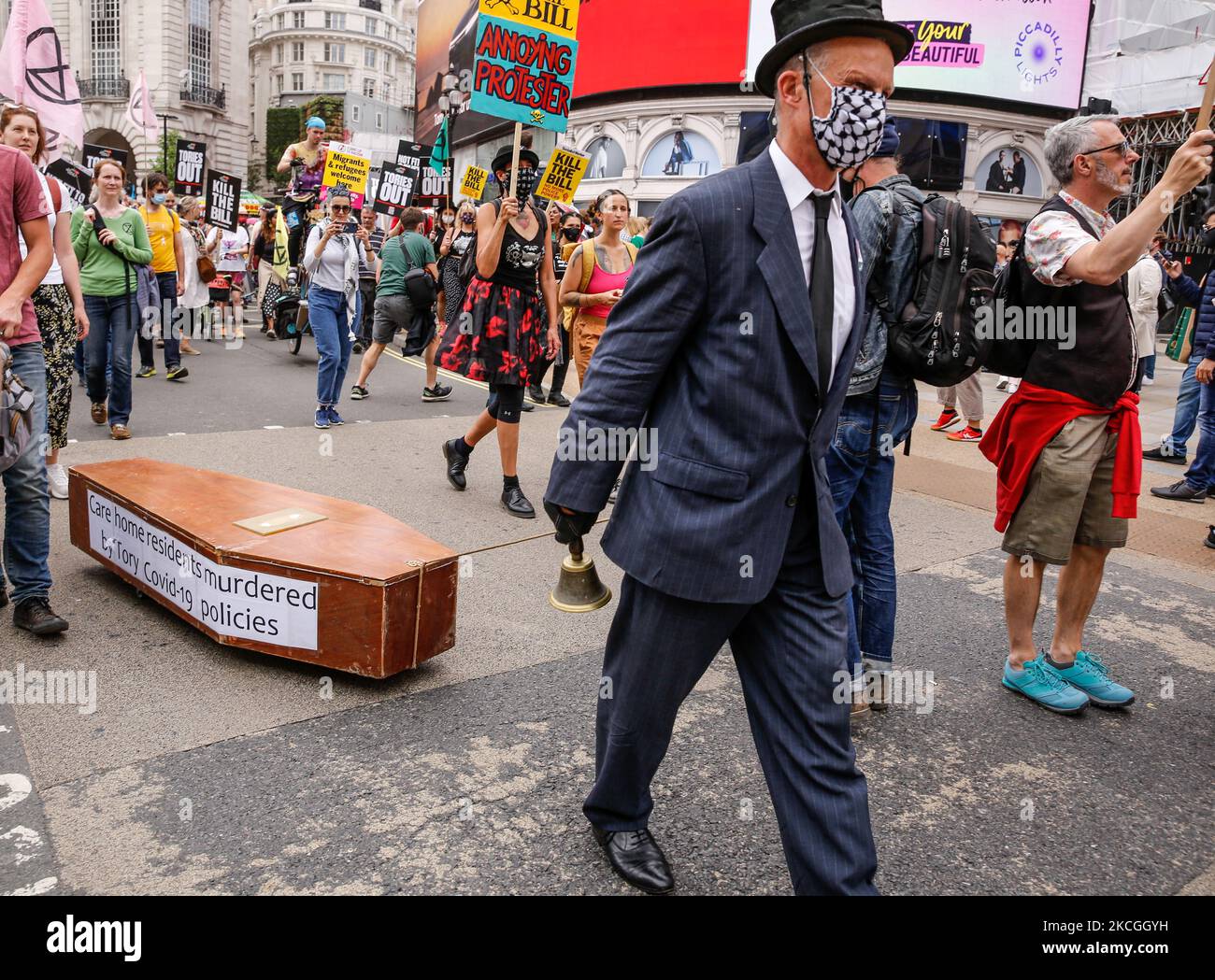 Anti-government activists protest Piccadilly Circus in the centre of ...
