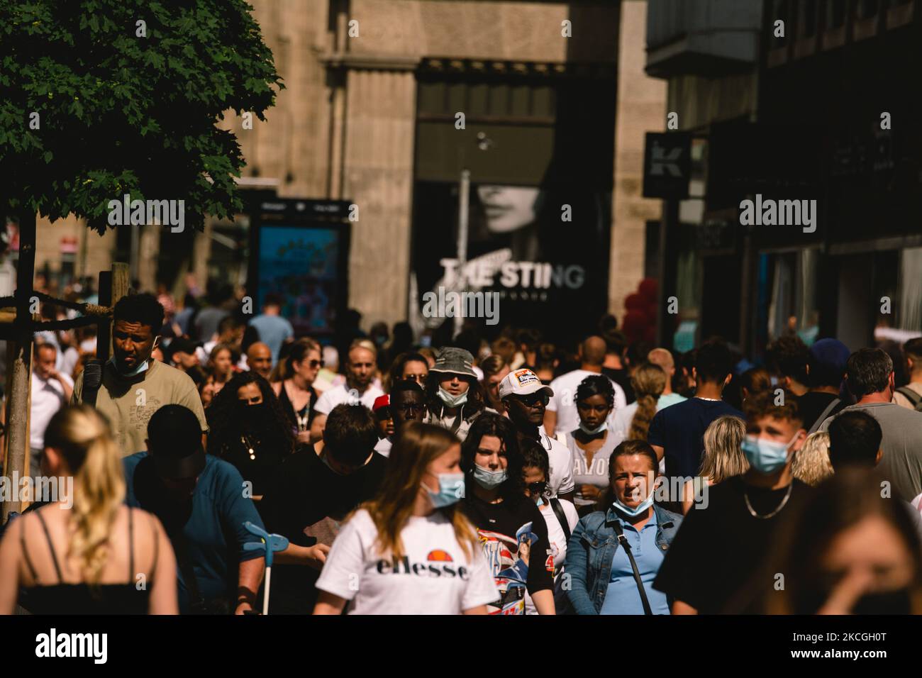 Shoppers are seen without face masks in city center of Duesseldorf ...