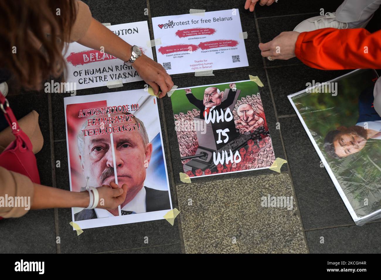Images seen on the street in front of the GPO in Dublin during a ...