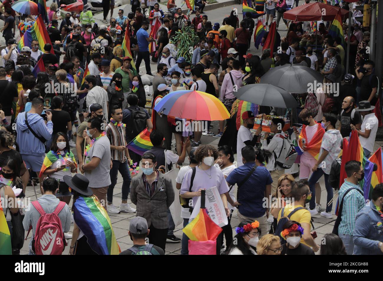 Members of the LGBTTTIQA community march from the Angel of Independence ...