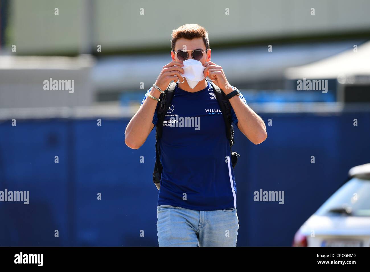 George Russel of Williams Racing arrived in the paddock before race of ...