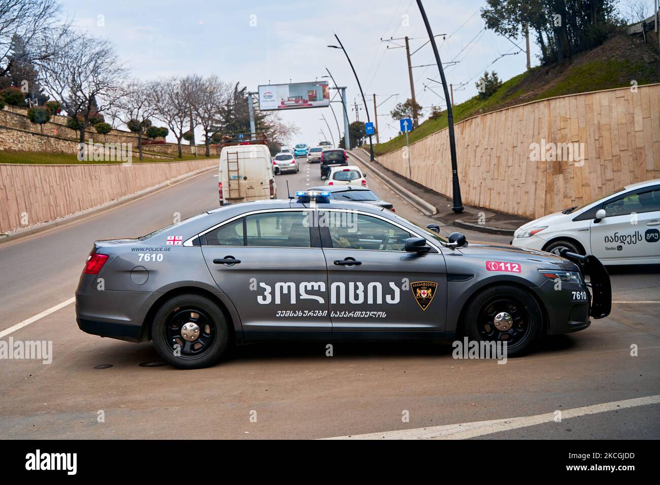 Modern car of the patrol police in Georgia. Tbilisi, Georgia - 03.16. ...