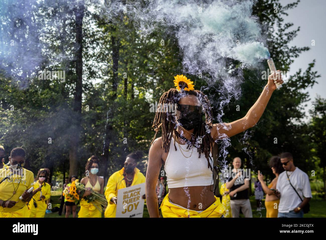 Protesters at Nelson Mandela Parc in Amsterdam for the Black Pride ...